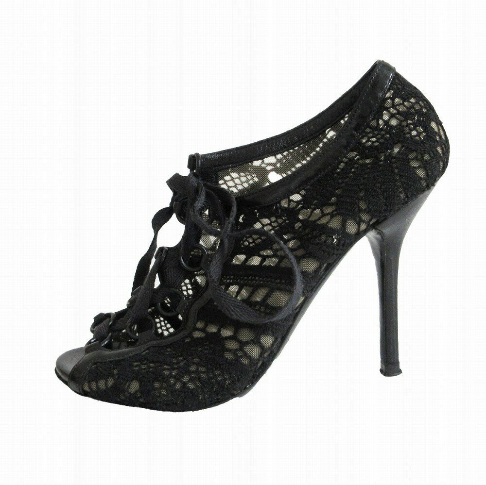 商品名 DOLCE&GABBANA ドルチェアンドガッバーナ サンダル メッシュレース レースアップ オープントゥ ハイヒール シューズ ブラック 35 22cm レディース 【中古】 表記サイズ 35 実寸サイズ 【最大幅】約8cm 【全...