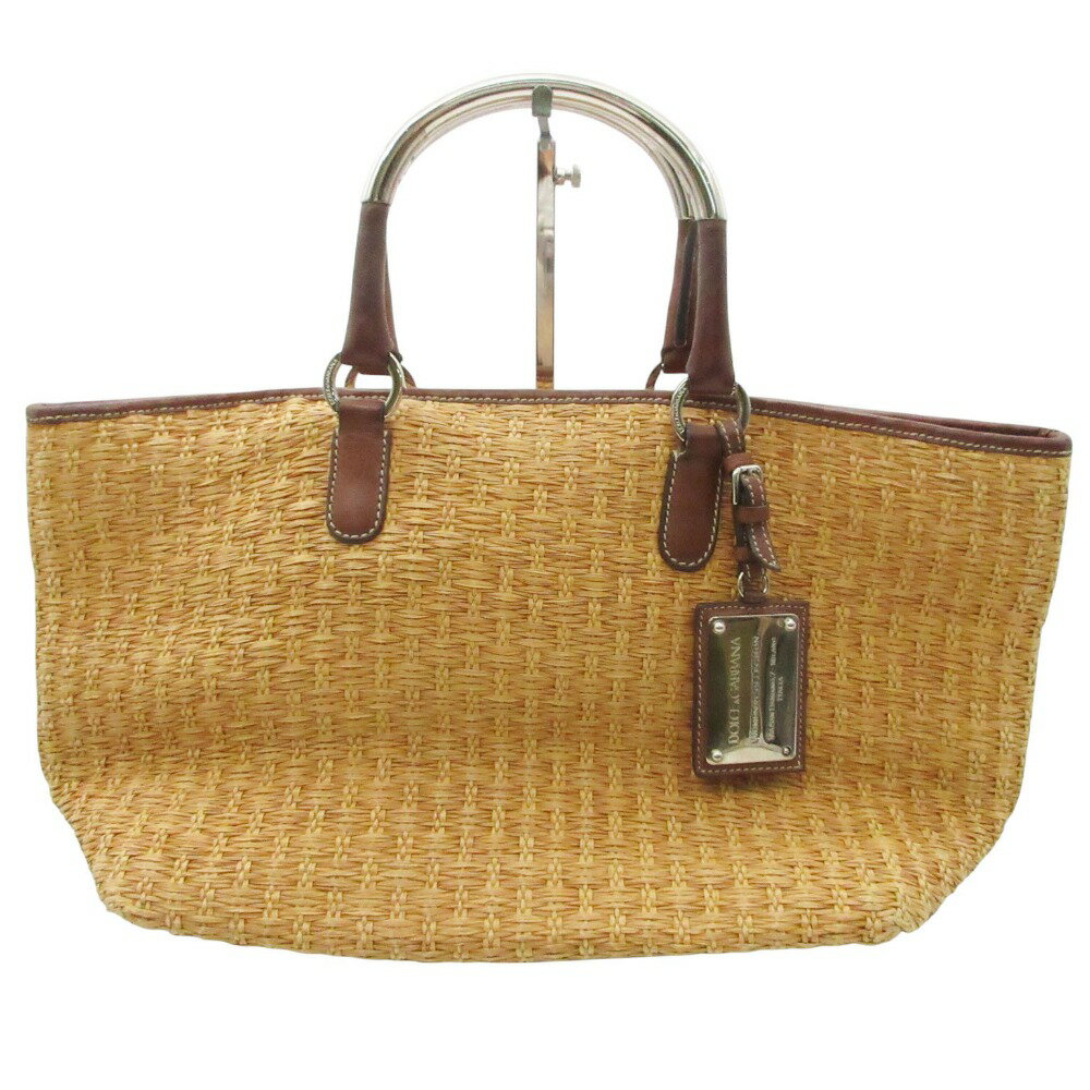 商品名 DOLCE&GABBANA ドルチェアンドガッバーナ トートバッグ かごバッグ MISS ELSIE 裏地レオパード柄 カバン 鞄 ベージュ レディース 【中古】 実寸サイズ 【幅】約33cm 【高さ】約26cm 【奥行】約16cm...