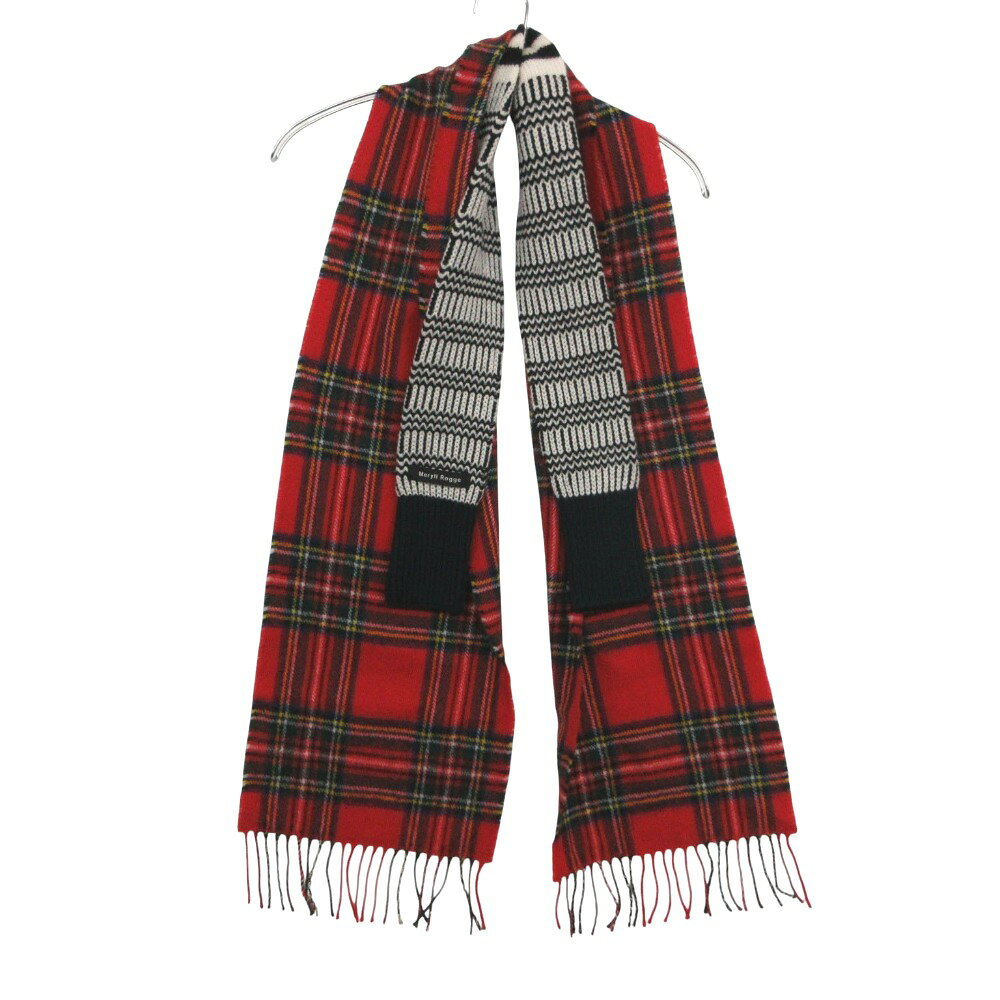 商品名 スカーフ タータンチェック柄 ボーダー柄 レイヤード マフラー ストール フリンジ レッド レディース 【中古】 scarf Tartan check pattern, striped pattern, layered scarf,...