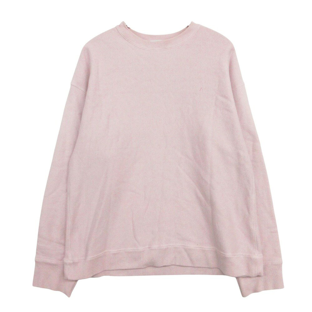 商品名 ATON エイトン スウェット NATURAL DYED URAKE OVERSIZED PULLOVER ワンポイントロゴ 長袖 無地 切替 リブ クルーネック 薄ピンク 2【M】 レディース 【中古】 表記サイズ 2（M） 実寸...