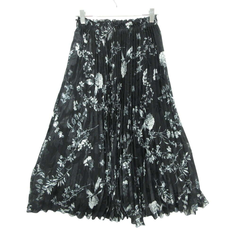 商品名 ERMANNO SCERVINO エルマンノ シェルヴィーノ スカート プリーツ フレア 花柄 フラワー フローラル チュール ペチコート付き ミディ丈 イタリア製 ボトムス ブラック 42 165/78A【M】 レディース 【中古...