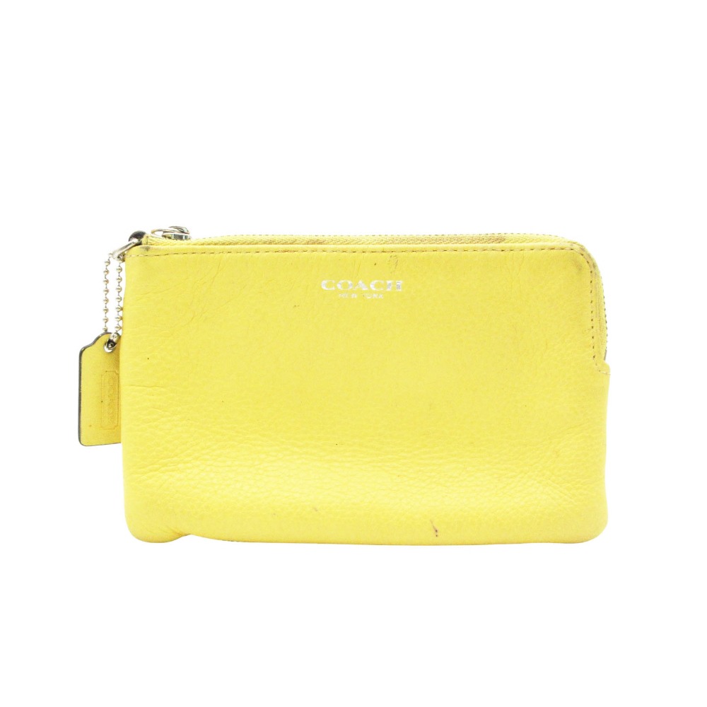 商品名 COACH コーチ アクセサリーポーチ レザー バッグ フラグメントケース イエロー メンズ レディース 【中古】 COACH Accessory pouch Leather bag fragment case yellow MEN...