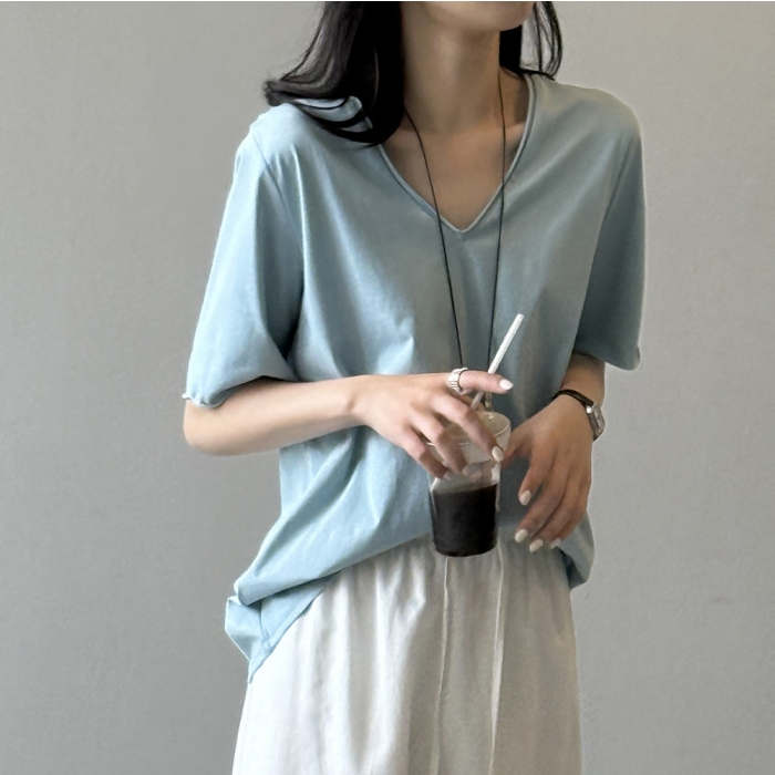 カラー ホワイト/ブルー/グレー/ブラック ☆モニターの発色の具合により実際の商品と色が異なる場合がございます。 サイズ（CM） 【F】着丈66、バスト100、肩幅38、袖丈23 ☆サイズは平置き、メジャー採寸を行っております。1-3cmの...