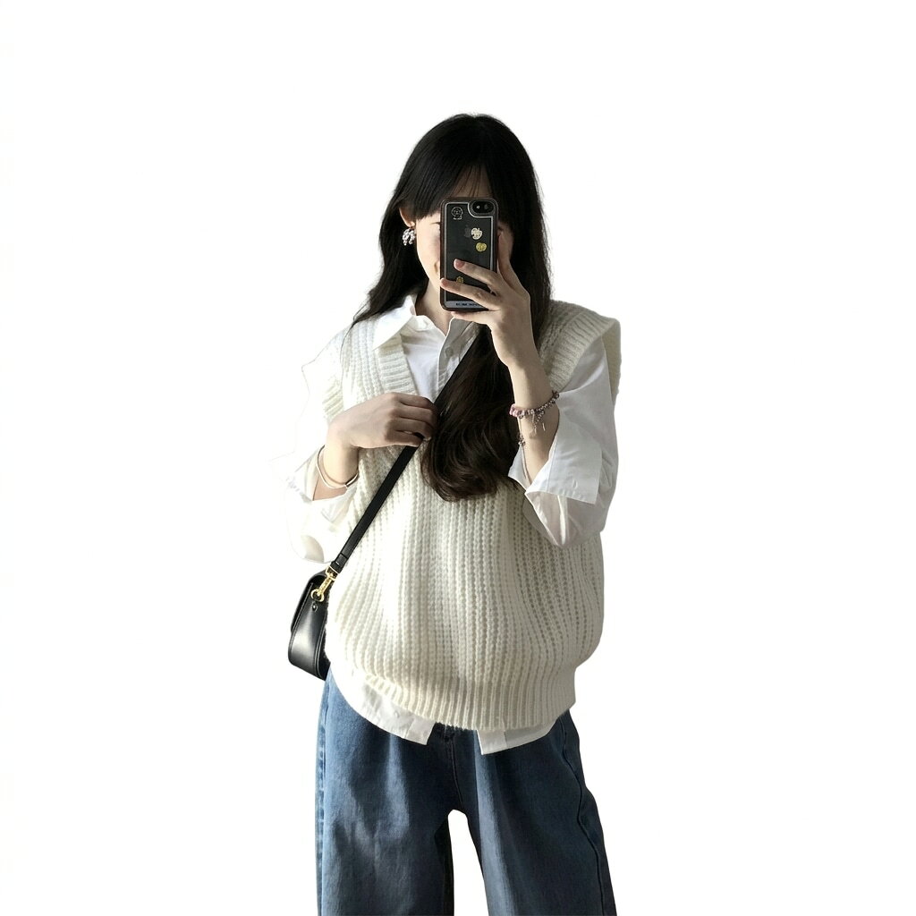 　　　 ◆◇◆売れている秘密◆◇◆ 【トレンドのオーバーサイズ】のゆったりとしたシルエットが魅力のニットベスト。清潔感のあるホワイトカラーはどんなコーディネートにも馴染み、こなれ感を演出します。ざっくりとした編み目が大人可愛く、一着持ってい...