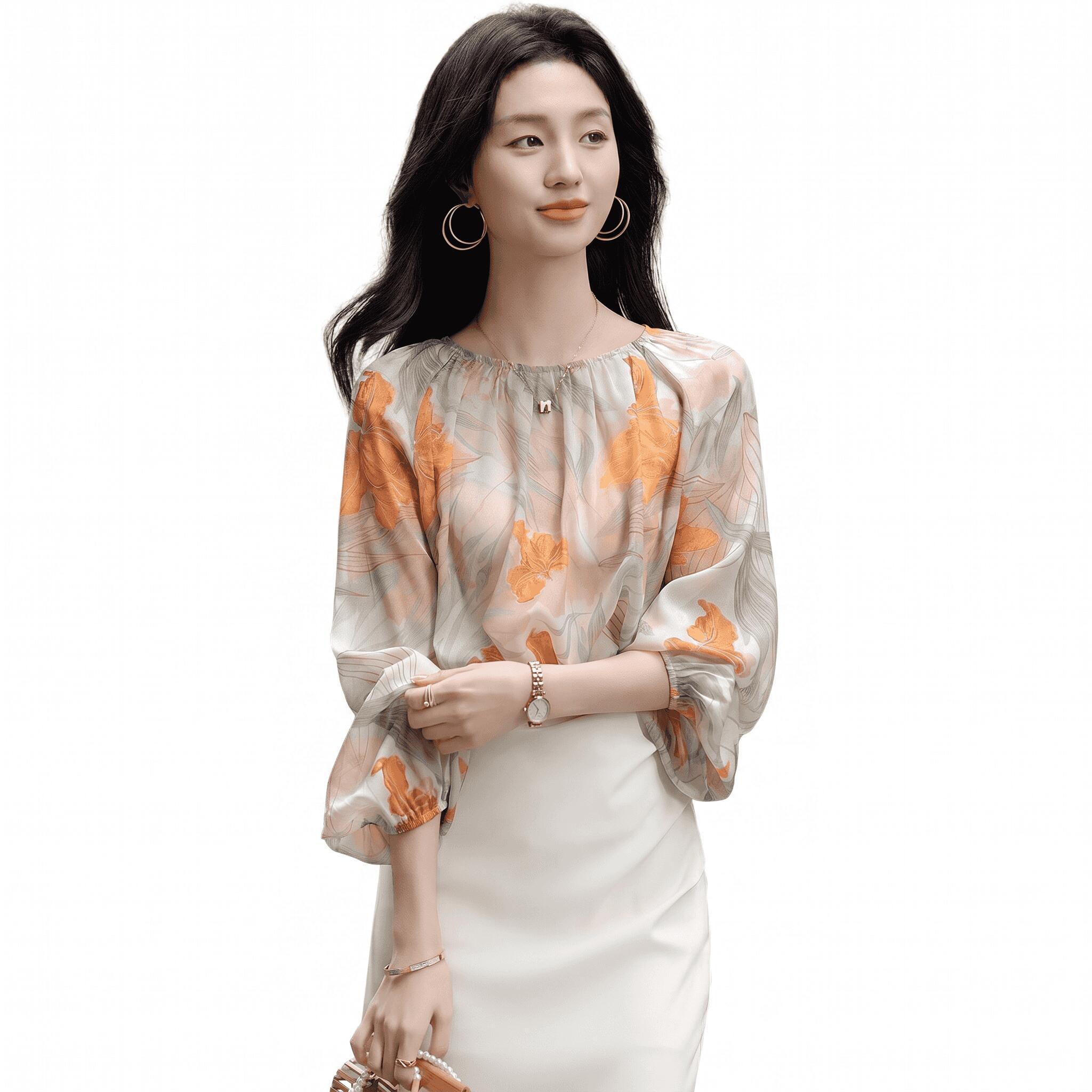 　　　 ◆◇◆売れている秘密◆◇◆ 【上品な花柄デザイン・シフォン素材】大人の女性らしさを引き立てる華やかなボタニカル柄が印象的な一枚です。透け感のある軽やかなシフォン生地を採用し、顔周りをパッと明るくエレガントに演出します。繊細な色彩設計...