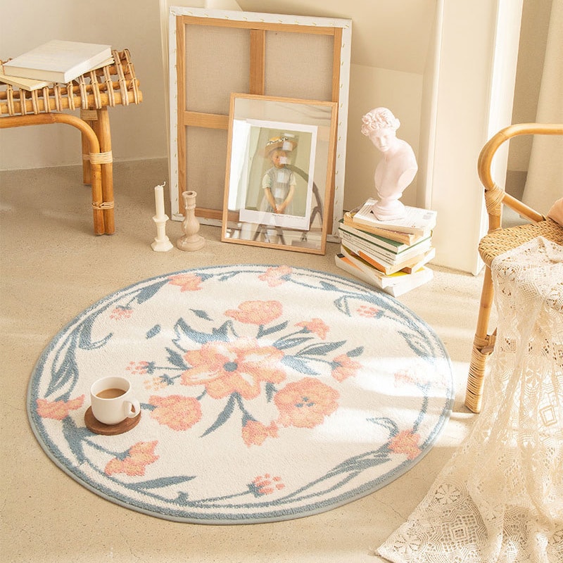 　　　 ◆◇◆売れている秘密◆◇◆ 【北欧風 花柄ラグ】【レトロ デザイン】お部屋の雰囲気を一気に華やかにする、上品なボタニカルデザインの円形ラグです。落ち着いたアイボリーを基調とした優しい色合いと、繊細な花柄の組み合わせがヴィンテージ感を...