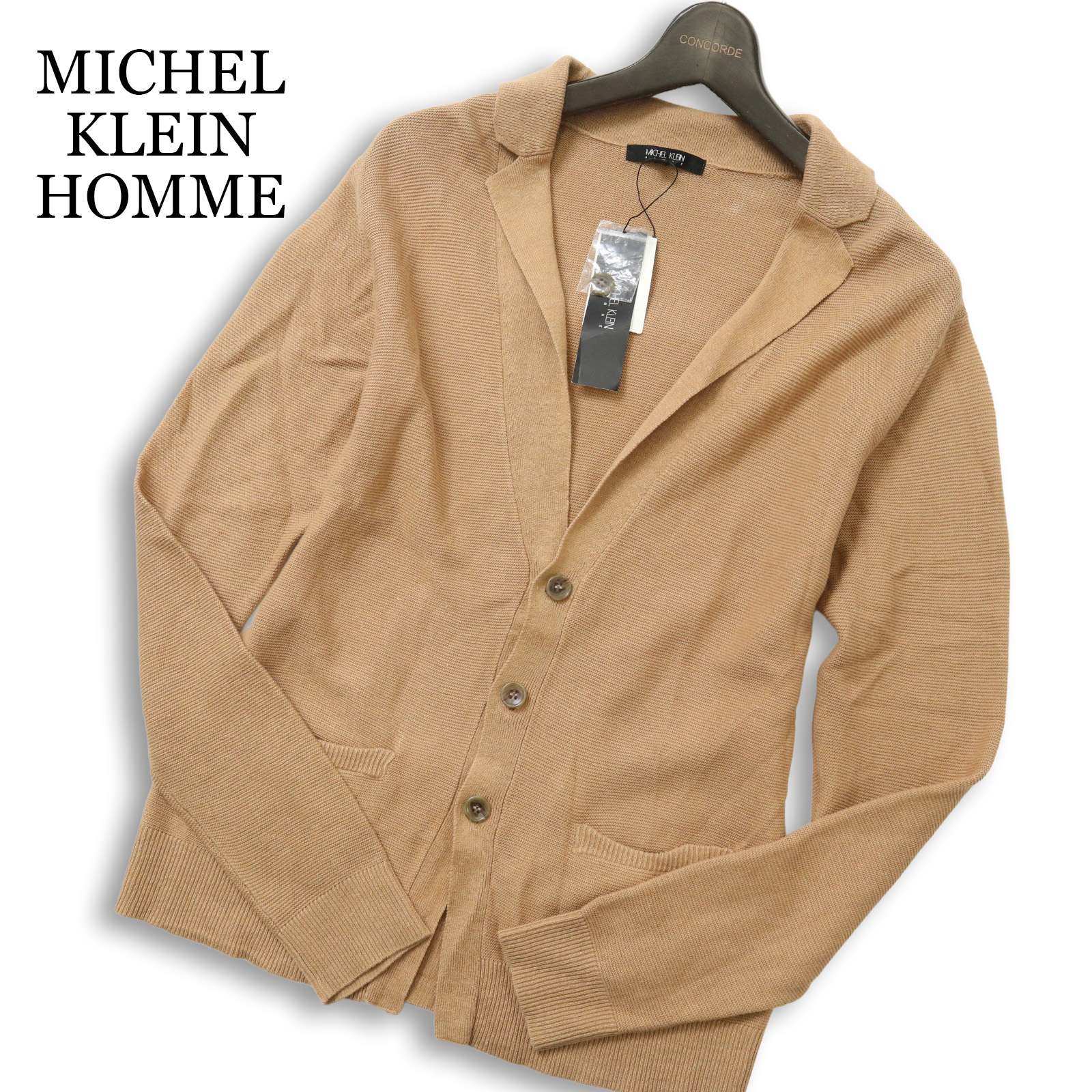 【新品 未使用】 MICHEL KLEIN HOMME ミッシェルクラン オム 麻 リネン★ ニット ジャケット カーディガン Sz.48 メンズ ブランド MICHEL KLEIN HOMME サイズ・実寸 [サイズ表記] 48 【実寸】...