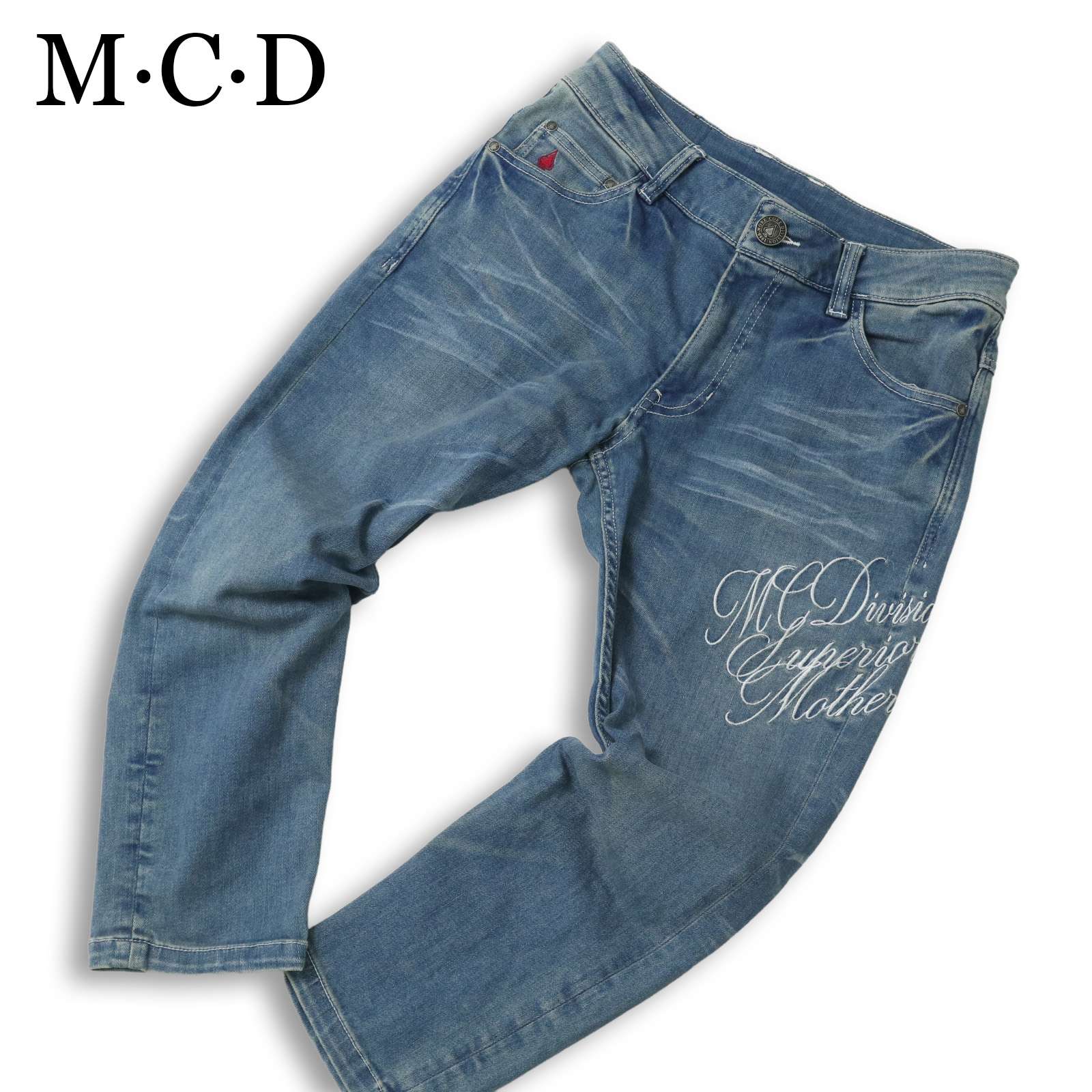MCD more core division エムシーディー 刺繍 赤耳 セルビッチ★ USED加工 アンクル デニム パンツ ジーンズ Sz.S メンズ ブランド MCD more core division サイズ・実寸 [サイズ表記]...