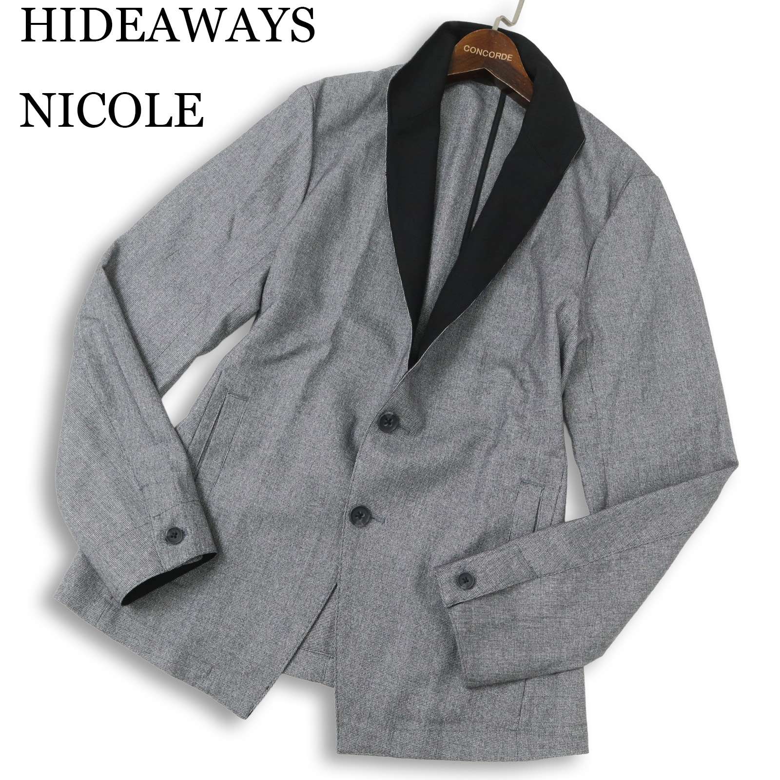 23SS★ HIDEAWAYS NICOLE ハイダウェイ ニコル 通年 メランジ ウーステッド スタンド ジャケット Sz.46 メンズ グレー ブランド HIDEAWAYS NICOLE サイズ・実寸 [サイズ表記] 46 【実寸】 肩...