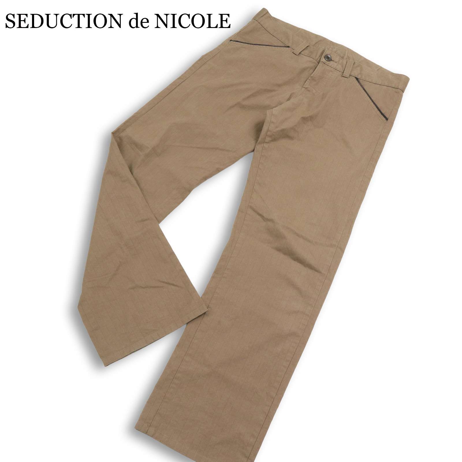 SEDUCTION de NICOLE ニコル 通年★ ストライプ ストレート パンツ 日本製 Sz.48 メンズ ブランド SEDUCTION de NICOLE サイズ・実寸 [サイズ表記] 48 【実寸】 ウエスト： 約46.5 cm...