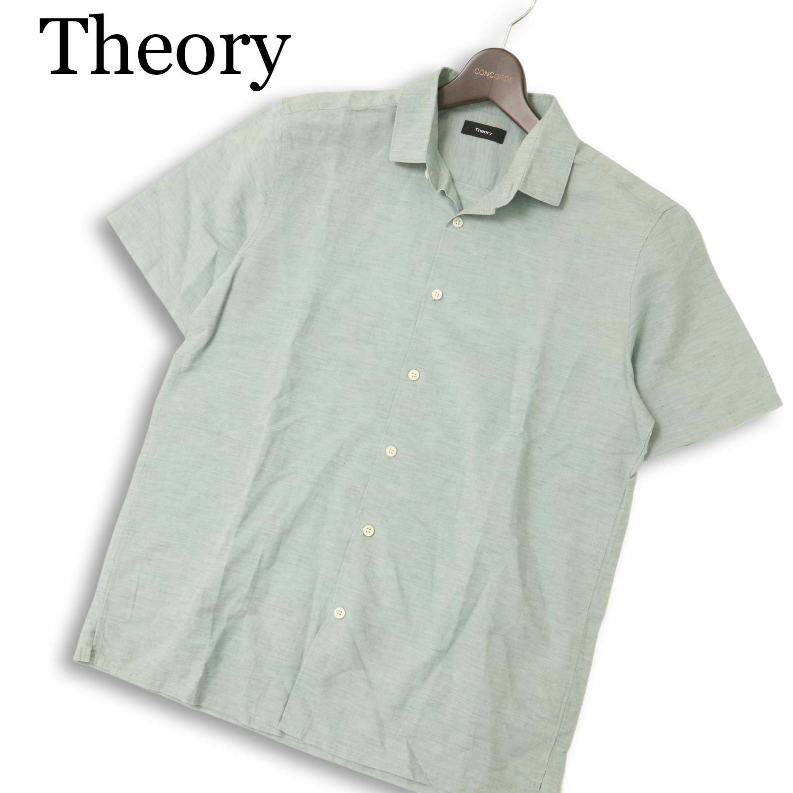 Theory セオリー 春夏★ 【ESSENTIAL LINEN MURRAY SS】 半袖 麻 リネン シャツ Sz.M メンズ ブランド Theory サイズ・実寸 [サイズ表記] M 【実寸】 肩幅： 約47.0 cm 身幅： 約55...