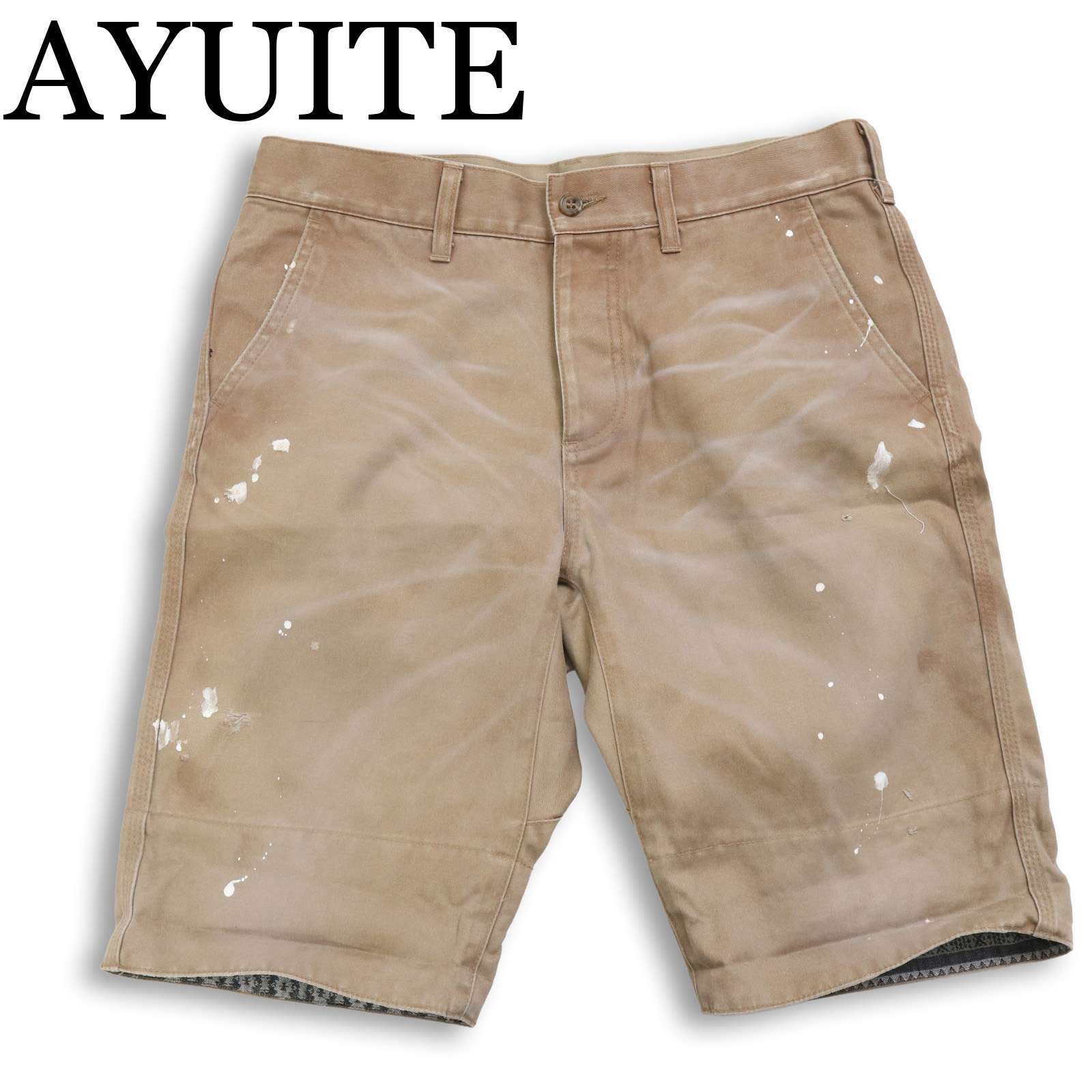 AYUITE アユイテ 春夏★ ペイント USED加工 ショート パンツ 日本製 Sz.2 メンズ ブランド AYUITE サイズ・実寸 [サイズ表記] 2 【実寸】 ウエスト： 約41.5 cm 股上： 約26.5 cm 股下： 約27....
