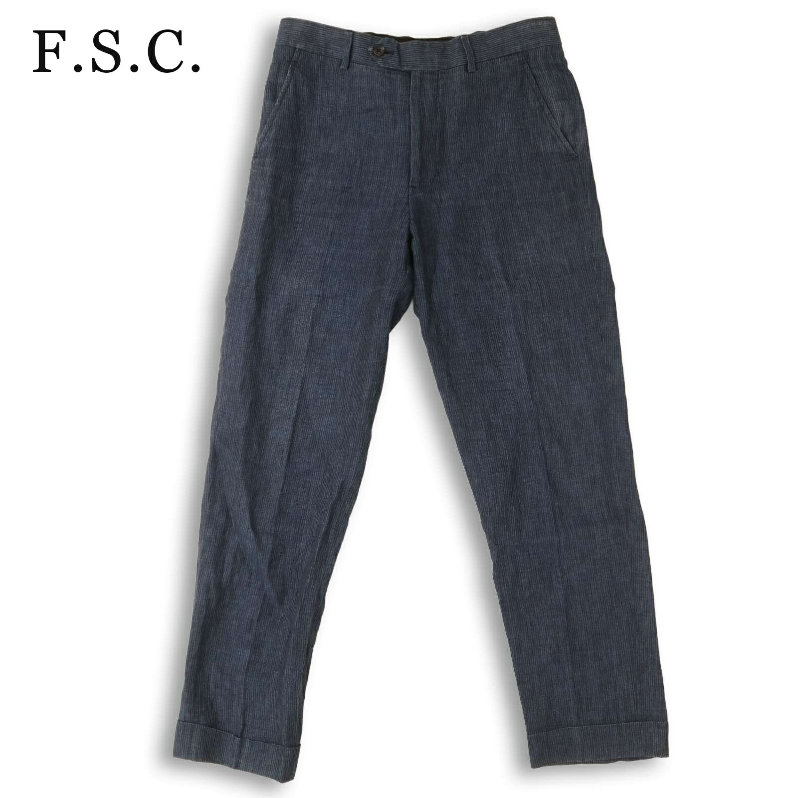 USA製★ FREEMANS SPORTING CLUB フリーマンズスポーティングクラブ 春夏★ 麻 リネン ストライプ パンツ Sz.36 メンズ 紺 ブランド F.S.C. サイズ・実寸 [サイズ表記] 36 【実寸】 ウエスト： 約...