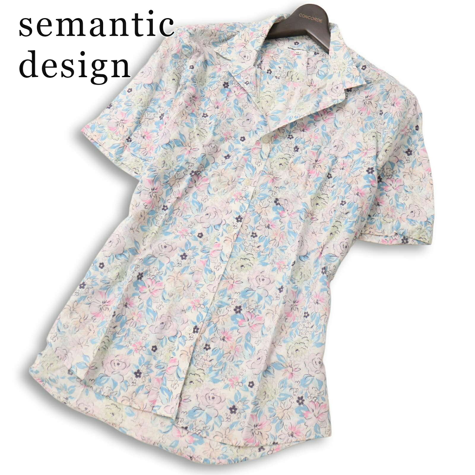 semantic design セマンティック デザイン 春夏★ 半袖 花柄 フラワー 総柄 シャツ Sz.LL メンズ ブランド semantic design サイズ・実寸 [サイズ表記] LL 【実寸】 肩幅： 約49.0 cm 身幅...