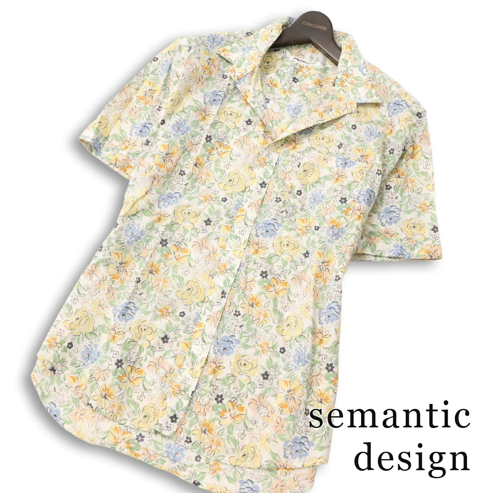 semantic design セマンティック デザイン 春夏★ 半袖 花柄 フラワー 総柄 シャツ 大きいサイズ Sz.LL メンズ ブランド semantic design サイズ・実寸 [サイズ表記] LL 【実寸】 肩幅： 約48....