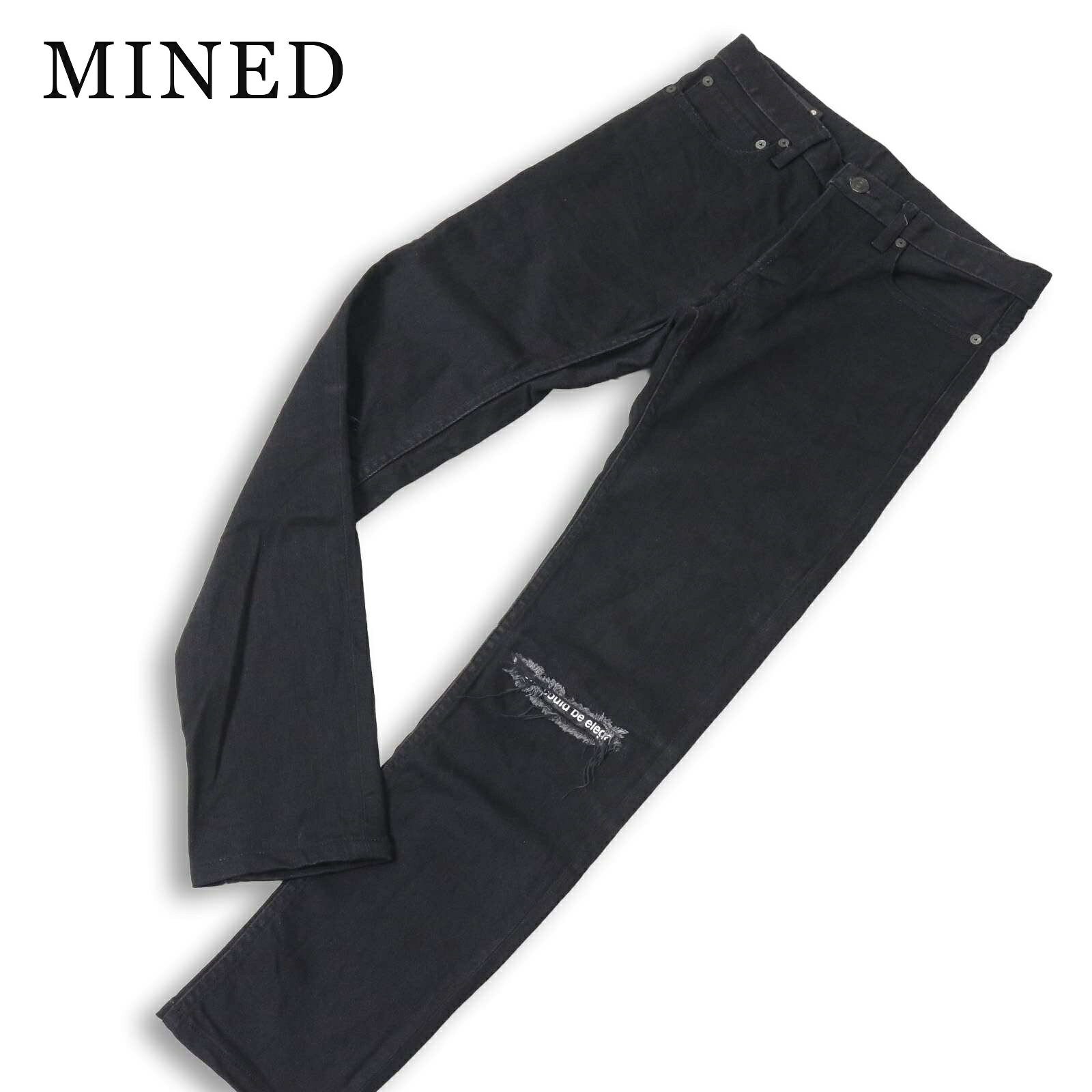 MINED MINEDENIM マインデニム FPK107N ダメージ加工★ ストレッチ スーパー スリム デニム パンツ ジーンズ Sz.M メンズ 黒 ブランド MINED サイズ・実寸 [サイズ表記] 5 【実寸】 ウエスト： 約37...