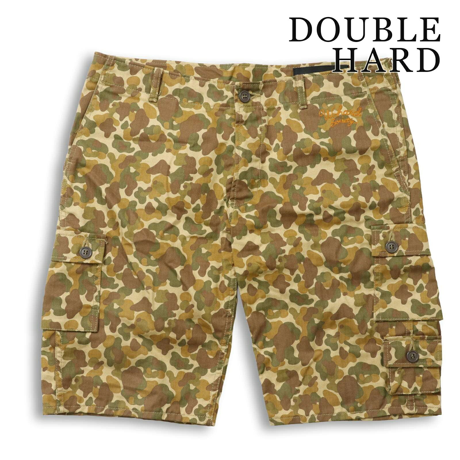 DOUBLE HARD ダブルハード 春夏★ ダックハンターカモ ロゴ刺繍 カーゴ ハーフ パンツ 日本製 Sz.34 メンズ 大きいサイズ ブランド DOUBLE HARD サイズ・実寸 [サイズ表記] 34 【実寸】 ウエスト： 約44...