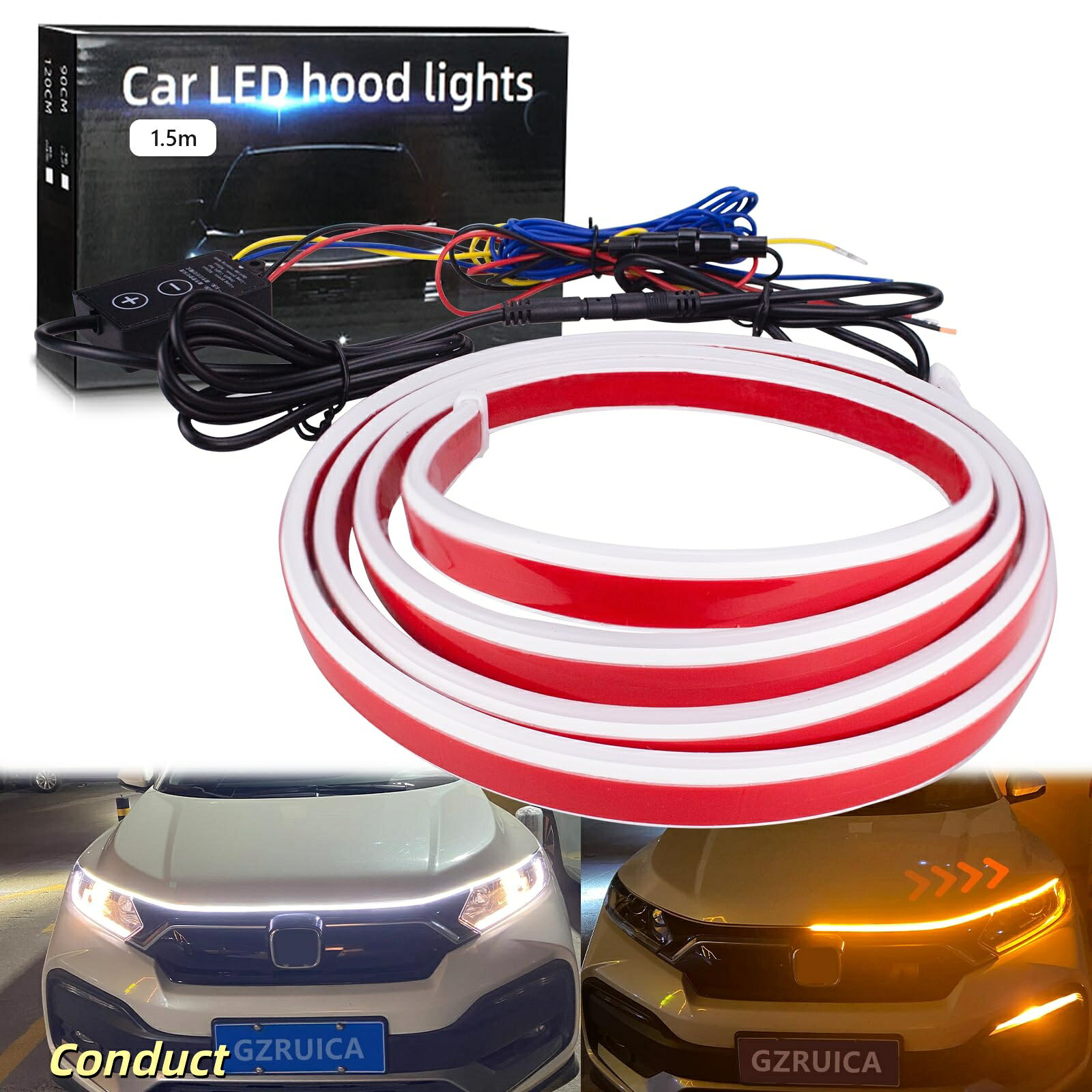 【送料無料】LED テープ フードライト LEDテープライト 流れるウインカー LED シーケンシャル 車用 防水 側面発光 極薄型 リモコン付き【送料無料】LED テープ フードライト LEDテープライト 流れるウインカー LED シーケ...