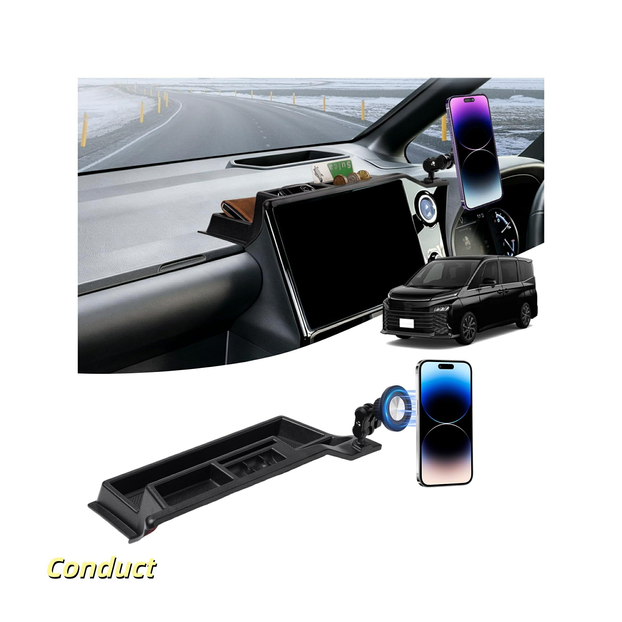 【送料無料】トヨタ 新型 ノア ヴォクシー 90系 95系 ダッシュボードトレイ 10.5インチナビ マグネットスマホホルダー付 ABS樹脂製【送料無料】トヨタ 新型 ノア ヴォクシー 90系 95系 ダッシュボードトレイ 10.5インチナ...