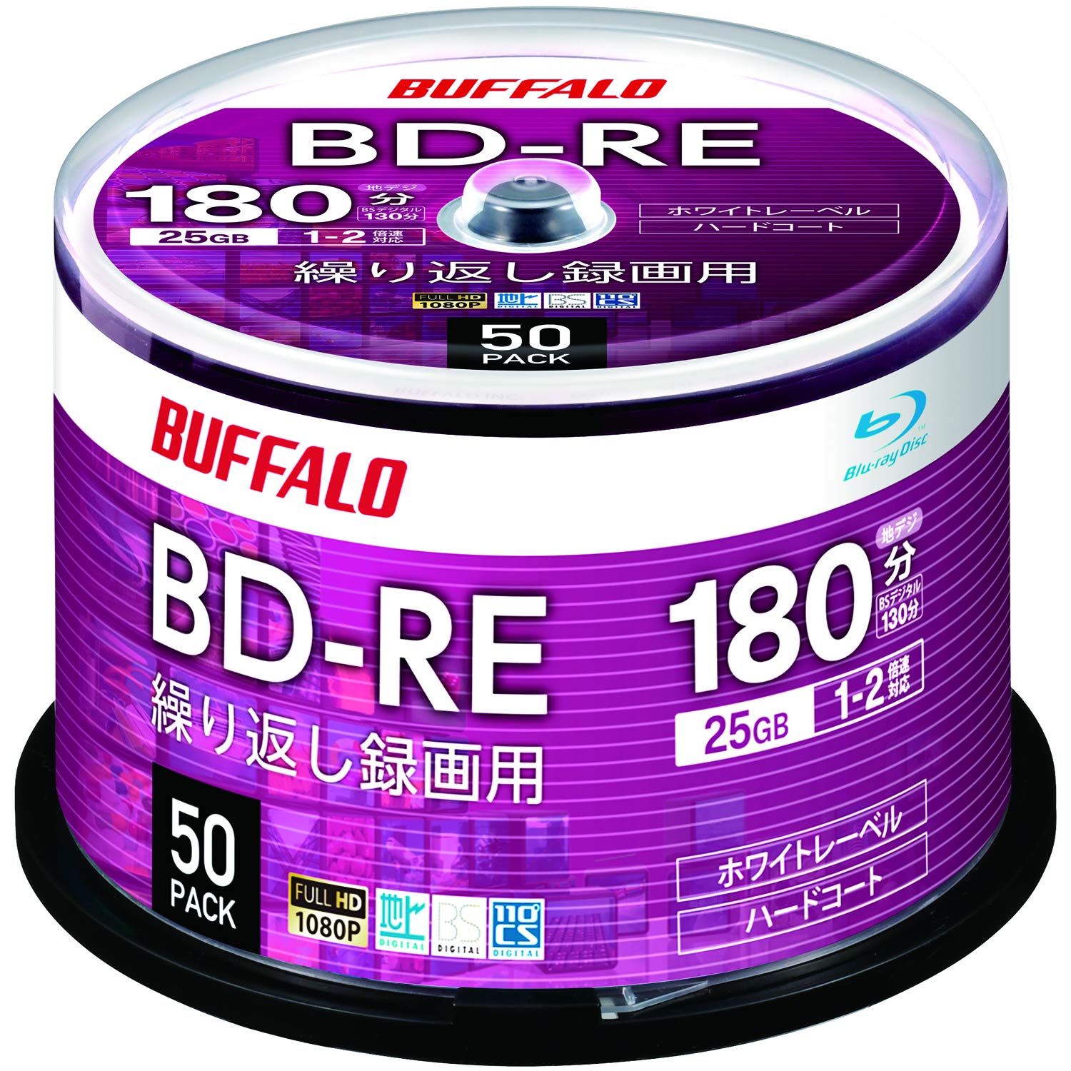 タイプ録画用BD-RE 50枚入り 用途繰り返し録画用 保証期間長期2年保証に対応 バッファロー製外付けドライブでメーカー動作検証済み ハードコート加工が大切なデータを守るタイプ録画用BD-RE 50枚入り 用途繰り返し録画用 保証期間長期...