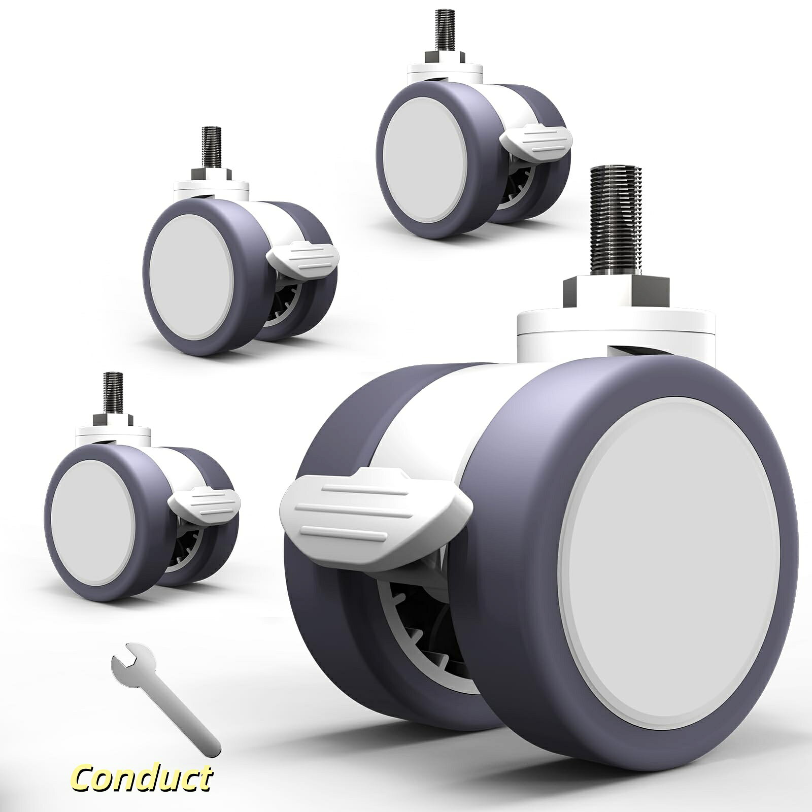 【送料無料】Mysit キャスター ネジ式 M8×15mm flexispot 互換 ストッパー付き ウレタン 双輪キャスター 静音 傷防止 50mm 電動昇降式【送料無料】Mysit キャスター ネジ式 M8×15mm flexispot...