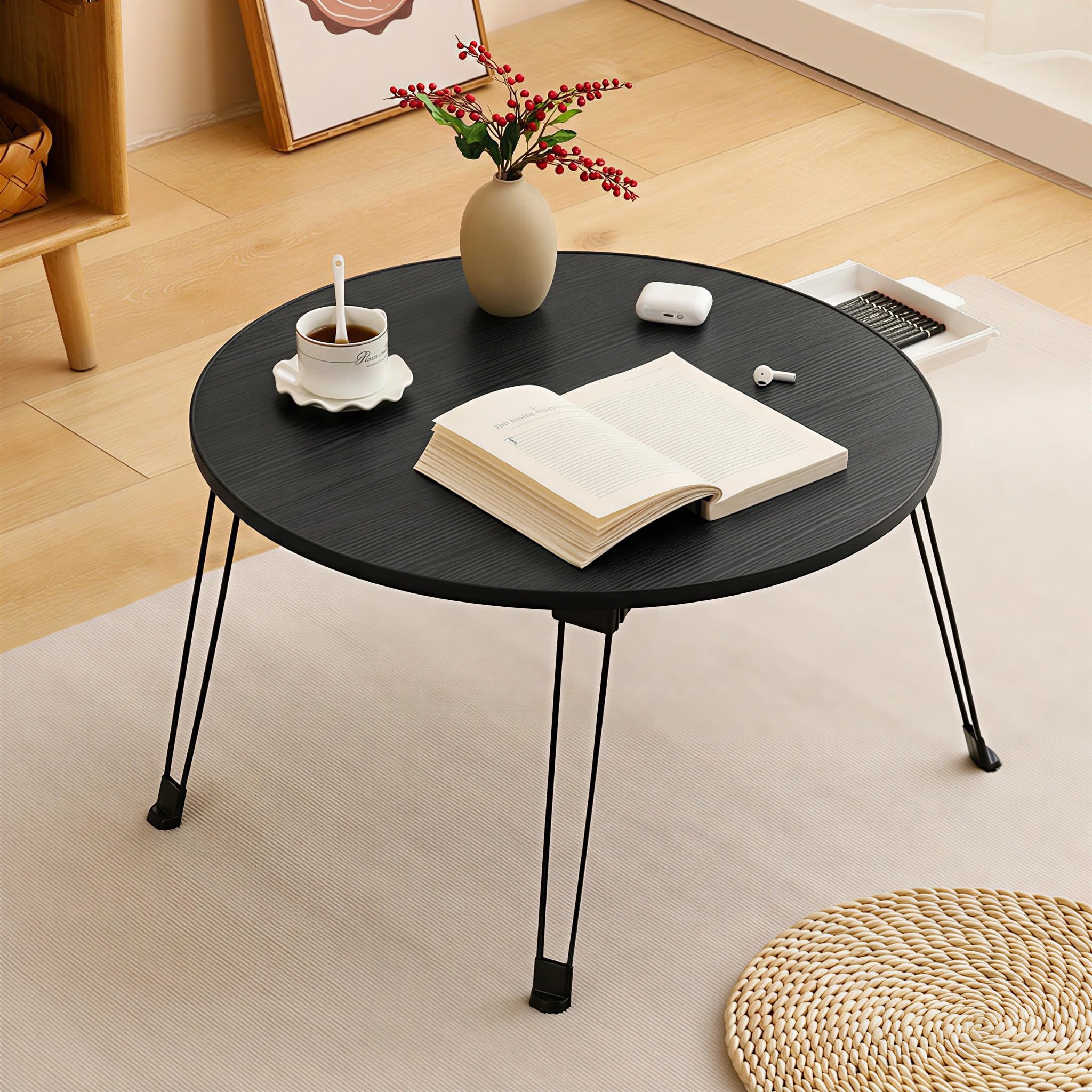 【送料無料】机折りたたみてーテーブル 丸 おりたたみ mini table ノート パソコン スタンド 机 低い 安定性強化 多機能 折り畳み机 完【送料無料】机折りたたみてーテーブル 丸 おりたたみ mini table ノート パソコン...
