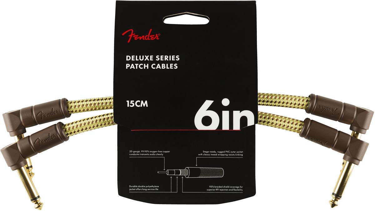 【送料無料】Fender シールドケーブル Deluxe Series Instrument Cables (2-Pack), Angle/Angle, 6", Tweed 08【送料無料】Fender シールドケーブル Deluxe Se...