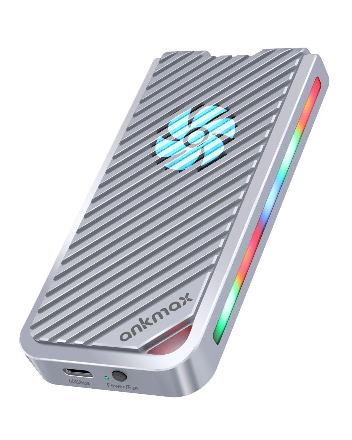【送料無料】ファンとRGBライト付きAnkmax UC4M3 USB4ケースNVMe M.2 SSD用高放熱40Gbps to NVMe PCI-e M-Key(B+M Key)2280 超高速 Thun【送料無料】ファンとRGBライト付き...