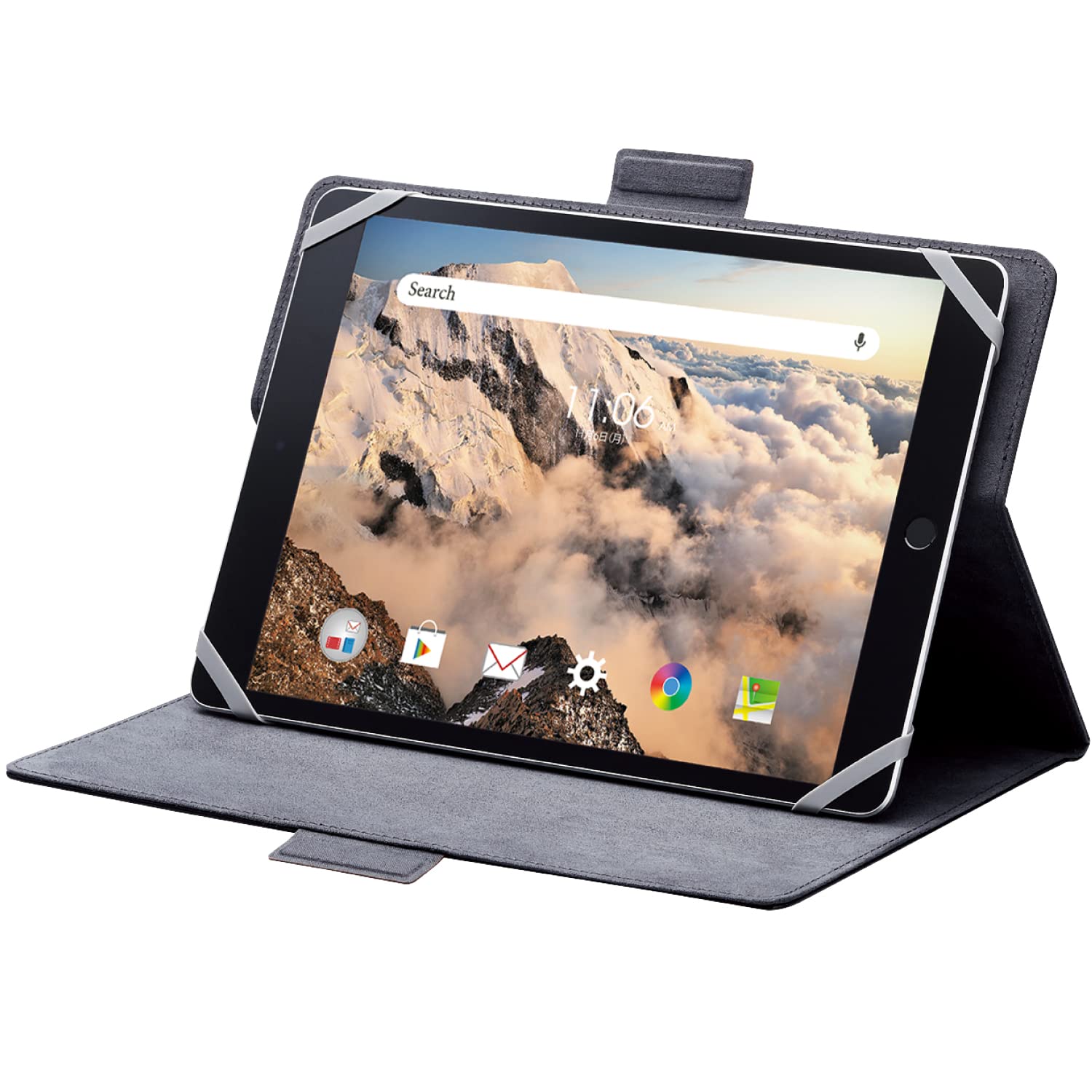 8.5~11.5インチのタブレットに対応し、高級感のあるソフトレザーを使用した手帳タイプの汎用タブレットケースです。 シリコン製ラバーバンドでタブレットの四隅をしっかりホールドすることで、8.5~11.5インチのタブレットにフレキシブルに対...