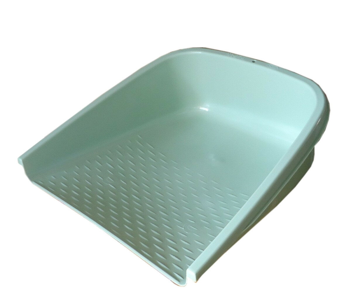 プラスチック製なので軽量で扱いやすい！ 商品名：サンテミ（大） カラー：グリーン サイズ：（外寸）幅495〜505×高175mm 材質：PPポリプロピレン