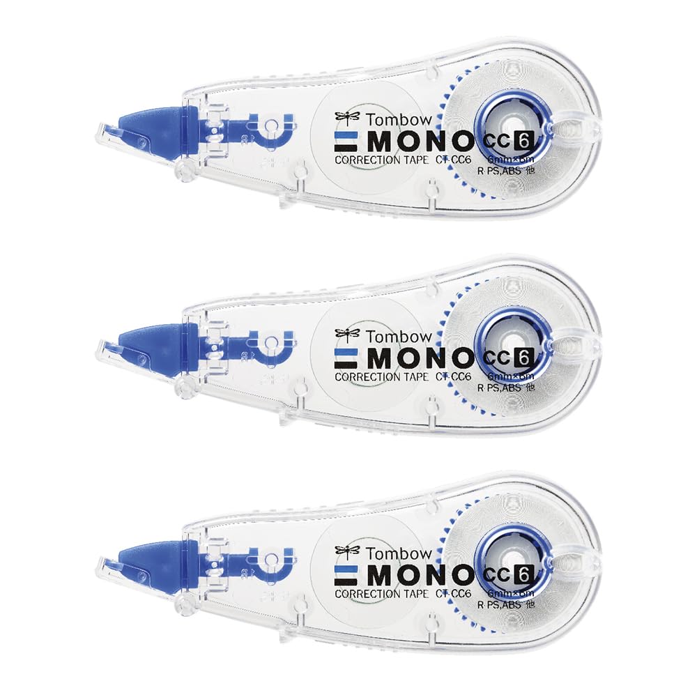 サイズ：6mm×3個◆商品名：トンボ鉛筆 修正テープ MONO モノCC (ミニサイズ・高密着テープ) 6mm 使い切りタイプ 6m 3個 KCB-327 (CT-CC6×3)【モノCC】小さくても高性能！MONO品質を凝縮したコンパクト修...