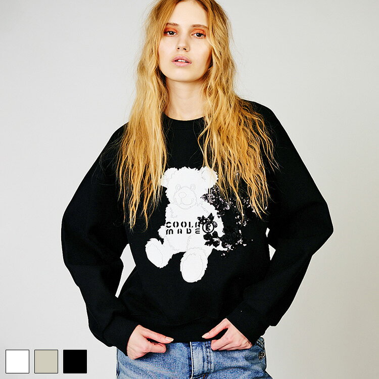 バランス良くキマる、愛らしいベアーTOPS COOLAオリジナルベアーが アイキャッチとなったスウェットTOPS。 ラフな印象のスウェット生地にプリントと スパンコールレースを施すことで、 おしゃれ映えする 大人なラグジュアリーアイテムに。...