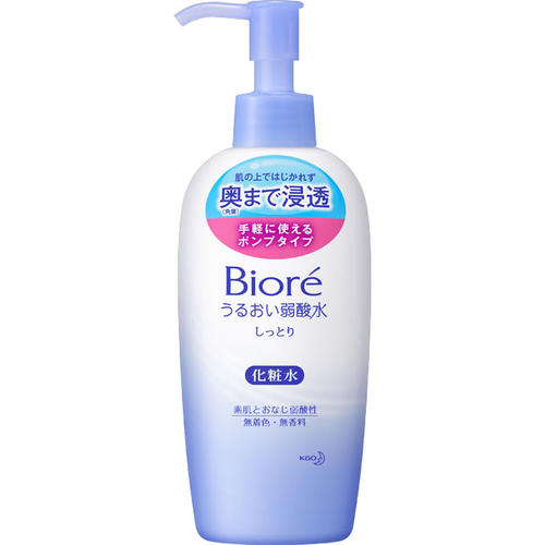 ビオレ うるおい弱酸水　しっとり 本体 200ml 商品説明 肌の上ではじかれず奥（角層）まで浸透。みずみずしい肌に整えます。 つけた瞬間から、すべすべの感触に。素肌とおなじ弱酸性。赤ちゃんの肌にも使えます。 無着色、無香料、アレルギーテス...