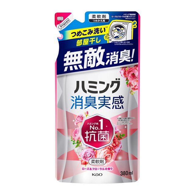 花王 ハミング 消臭実感 ローズ＆フローラルの香り つめかえ用 380ml 商品説明 ※商品リニューアル等によりパッケージは予告なく変更となる場合があります。ご了承ください 独自処方。洗たく槽も防カビ（すべてのカビの増殖を抑えるわけではあり...