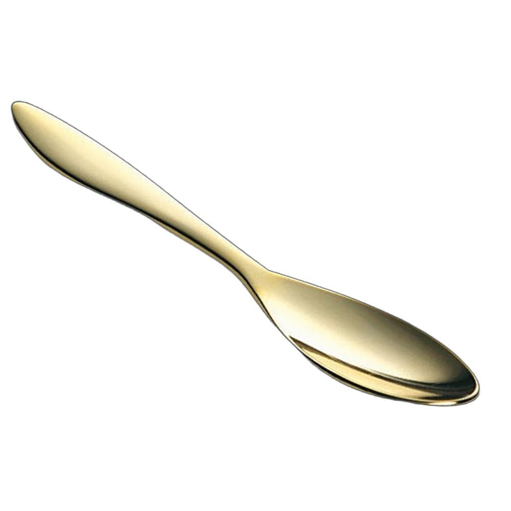 【18-8　アルビ　プチスプーン　金メッキ　6本入】 ●サイズ：全長98mm ●材質：18-8ステンレス ●原産国：日本 ■アイスやプリンなどにぴったりなスプーンです。