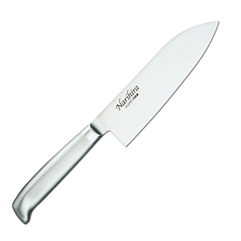 【成平　三徳庖丁　FC-61　両刃　17cm】 ●サイズ：刃渡り17cm（全長300mm）/背厚2.0mm ●重量：150g ●材質（刃）：モリブデン特殊鋼 ●材質（ハンドル）：18-8ステンレス ■ステンレスの一体構造のため洗いやすく衛生...