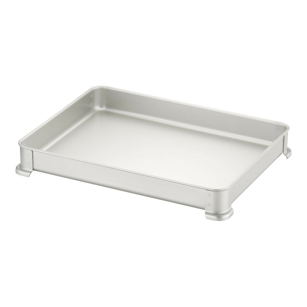 【ホクア　アルマイト　アレンジバット　大　50】 ●サイズ：312mmx414mmx高さH53mm ●材質：アルミニウム（アルマイト加工） ●原産国：日本 ※フタ（別売り）は「ホクア　アルマイト　アレンジバット蓋　大用　AAL-49」をご利...