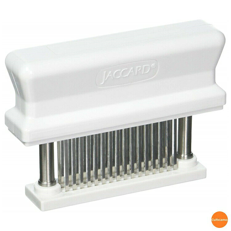 【ジャカード ミートテンダーライザー48刃】 ●サイズ：35mmx145mmxH105 ●仕様：刃16列x3枚 ●材質：本体/プラスチック樹脂　刃部：ステンレス ※保護カバー付き 【使用上の注意】 冷凍肉・骨付き肉にはご使用にならないで下さ...