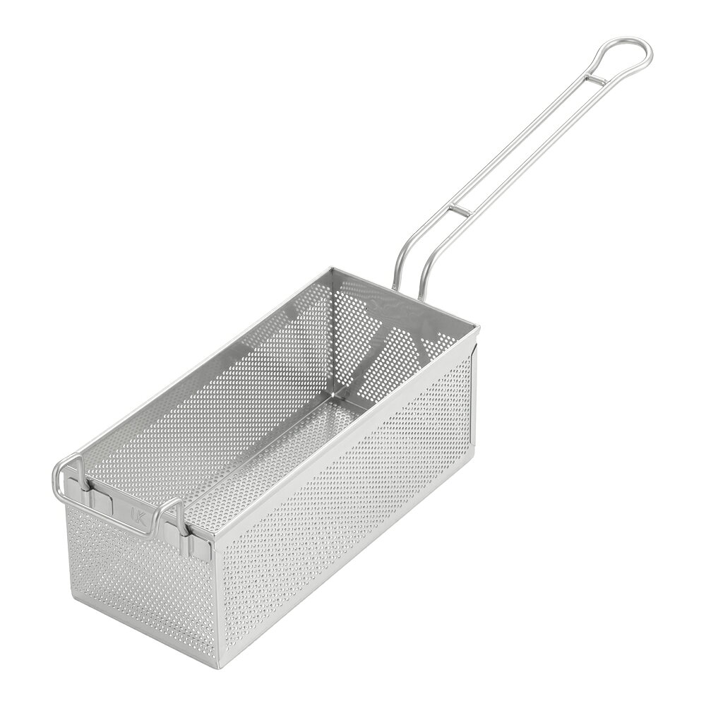 【エコクリーン　UK18-8　パンチング　ポテトフライヤー　S】 ●サイズ：285mmx125mmxH110mm　柄の長さ285mm ●材質：18-8ステンレス ●パンチング穴径：φ2.2mm ■ポテトフライやから揚げなどの揚げ物に最適です...