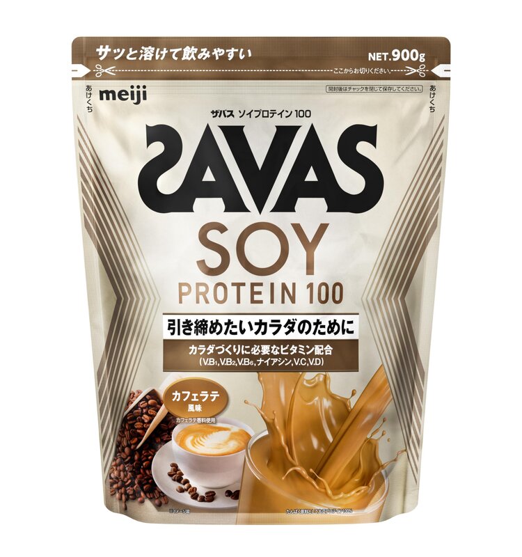 たんぱく原料として、引き締まったカラダづくりをサポートする「大豆プロテイン」を100%使用しています。トレーニング直後などのプロテイン摂取ポイントに合わせてたんぱく質を補給できるので、理想的なカラダづくりをサポートします。「4種のビタミンB...