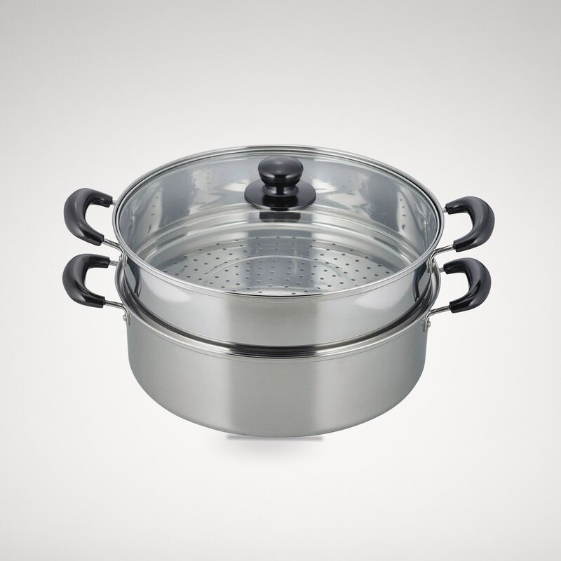 生産国:中国 満水容量:約7.1L 商品サイズ:約 幅41.9×奥行31.8×高さ21.7cm、重量:約2340g 上鍋:16-0ステンレス鋼、下鍋:16-0ステンレス鋼(底の厚さ0.45mm)、ガラス蓋:強化ガラス、蓋・つまみ:フェノール...