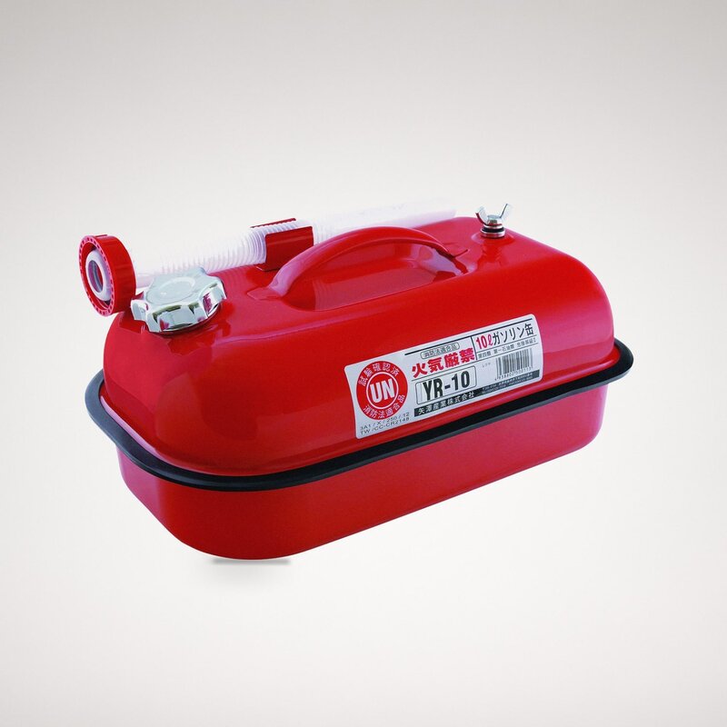 容量:10L 消防法適合品/UN試験確認済み 底面補助取手付き 付属品:タンクキャップ・エア調整ネジ・給油ノズル カラー:レッド サイズ(mm):縦402.4×横252.3×高さ196.5 材質:亜鉛メッキ鋼板