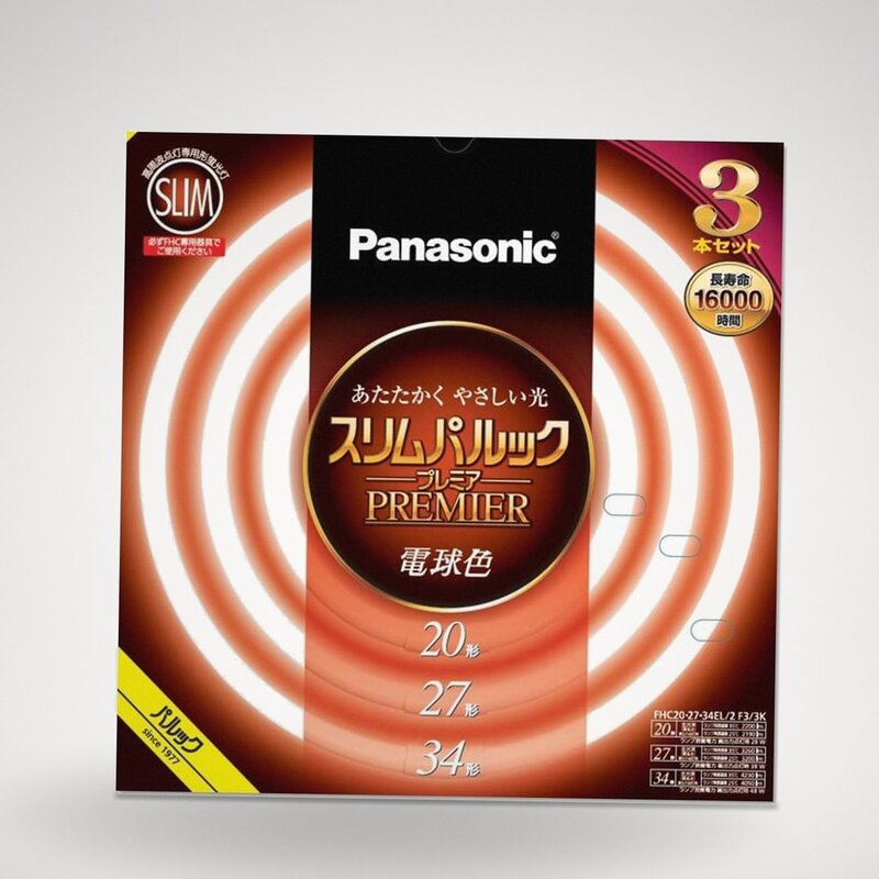 管径16mmのスリムなガラス管を採用 電子放出物質の塗布プロセス及び塗布量の適合化 約16000時間の長寿命を実現 用途に応じて選べる3光色 色鮮やかRa84