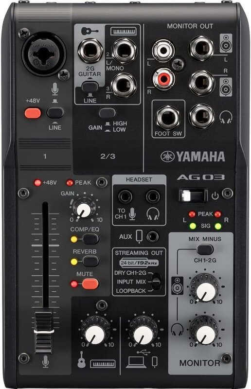60 mmフェーダー(CH1) +48 V ファンタムパワー (CH1) マイクゲイン: 最大 +60dB エレキギター用Hi-Z入力 (CH2) 高解像度 (24-bit 192kHz)の 2トラック録音再生 柔軟な LOOPBACK 機能