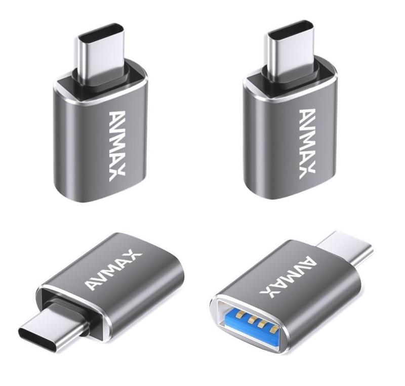 AVMAX USB C変換アダプター4個セット (Type C - USB A 3.0 メス) Type C USB-A 最大5Gbps MacBook Pro/MacBook Air/iPad Pro その他 USB-C 端末用 (Gra...