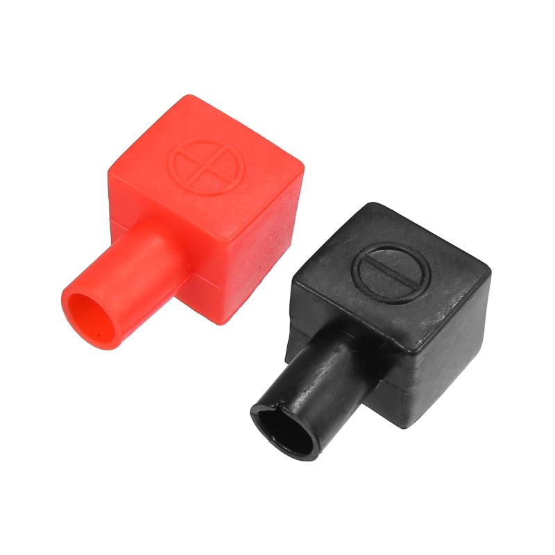 A ABSOPRO バッテリー端子絶縁カバー バッテリーターミナル 端子カバー バッテリー 端子 カバー 7 mm直径 カーバッテリーポストキャップ ユニバーサル オートバイ トラック用 耐久性 PVC レッドユニバーサルフィット - バッ...