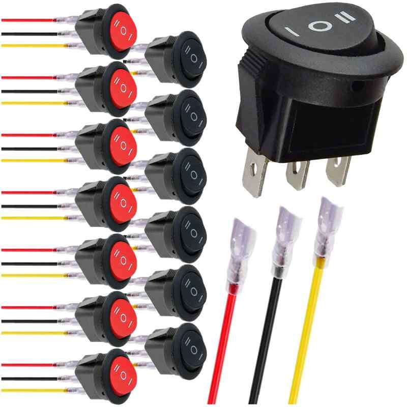 MKBKLLJY 14個入り 2方向ラウンドロッカースイッチ 12V 3ピン 3ポジション ON/OFF/ON 6A/250V AC 10A/125V DC SPDT 20mm/0.79in サークルトグルスイッチ 自動車、船舶、ボート用端...