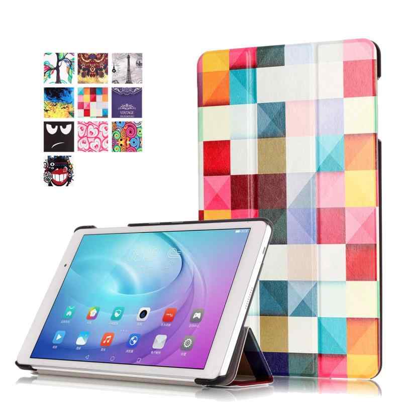 For Qua tab 02 用ケース For AU HWT31SWA / MediaPad T2 10.0 Pro 用ケース【Trocent】スタンド機能付き 三つ折型 超薄型 内蔵マグネット開閉式 PUレザーカバー (正方形)【適用機種...
