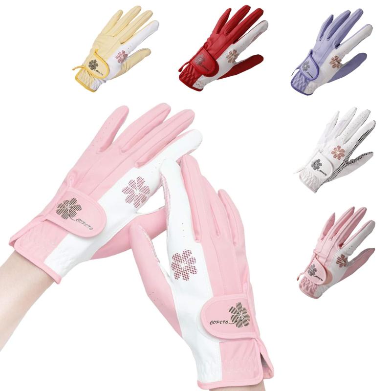 Baestappy レディースカラフル両手用ゴルフグローブ 可愛いデザイン×快適フィット×耐久性 女性向けマストアイテム左右セットのゴルフグローブ 1 副を含む。女性ゴルファンに贈る理想的なギフト可愛らしさと機能性を兼ね備えたデザインで、初...