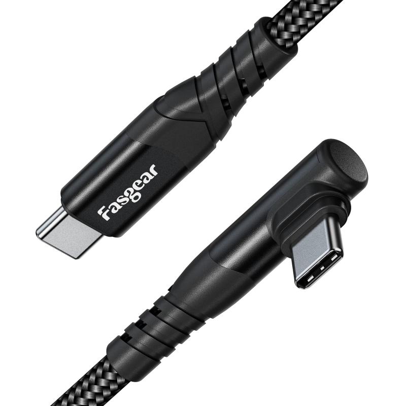 Fasgear USB C ケーブルType-c L字 60W /3A USB 2.0急速充電 高耐久ナイロン編みi-phone17/16 Galaxy S26 Ultra Note 20 Mac-Book i-Pad Pro i-Pad ...